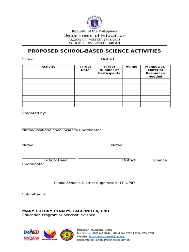 Proposed Science Activities for Schools | PDF