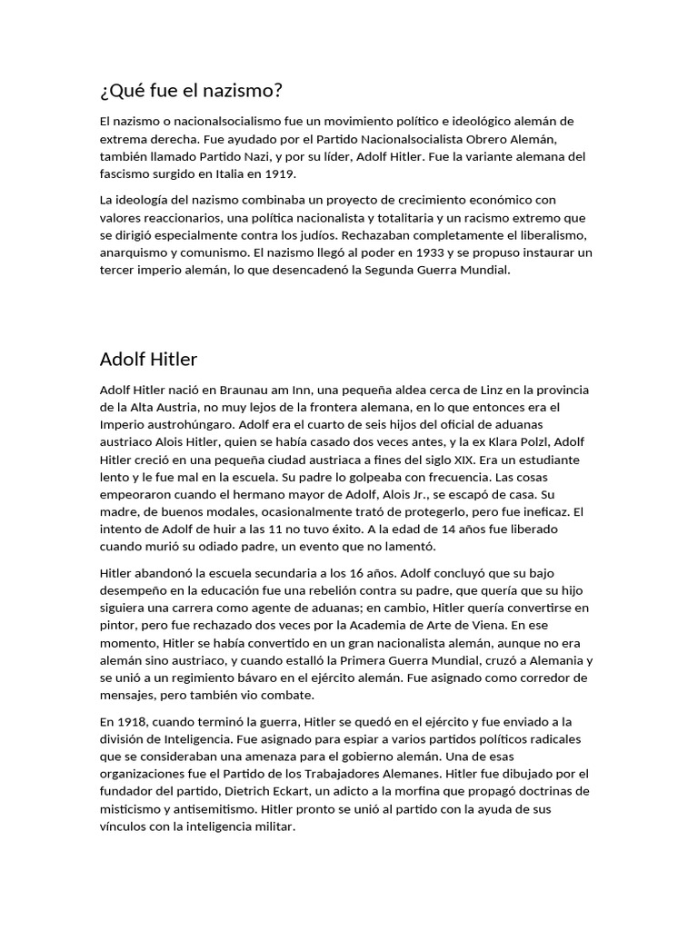 Orígenes y legado del nazismo | PDF | Adolf Hitler | Alemania nazi