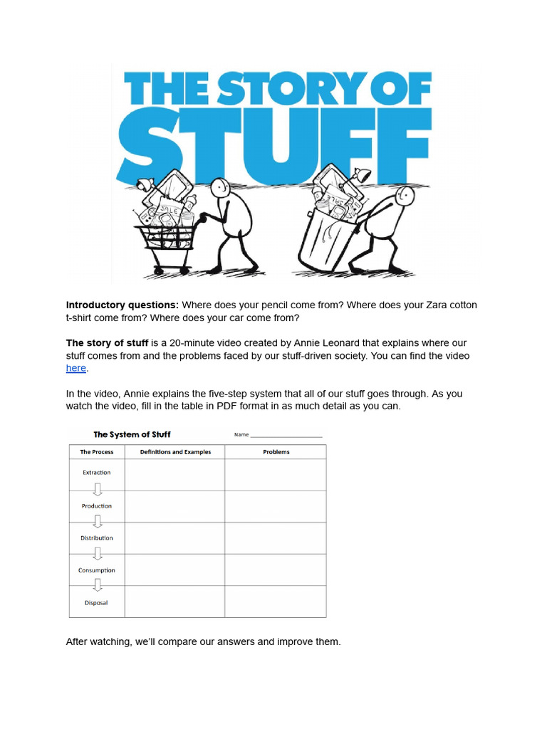 Understanding the Story of Stuff Video | PDF