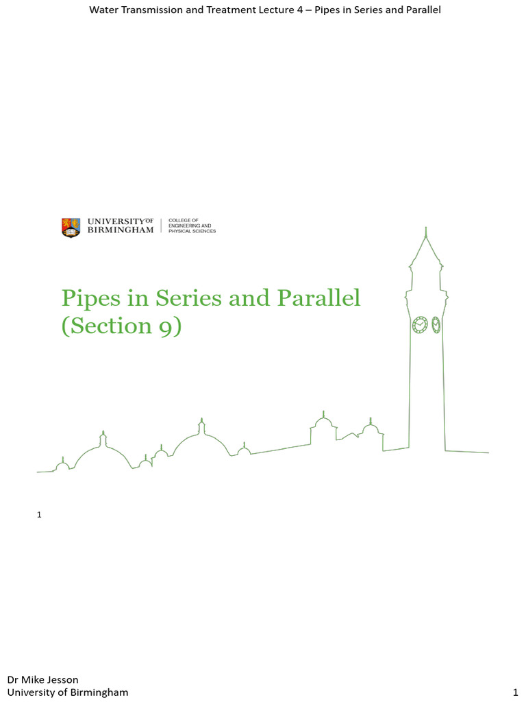 WTT Lecture 4 - Pipes in Series and Parallel | PDF | Discharge (Hydrology) | Applied Mathematics