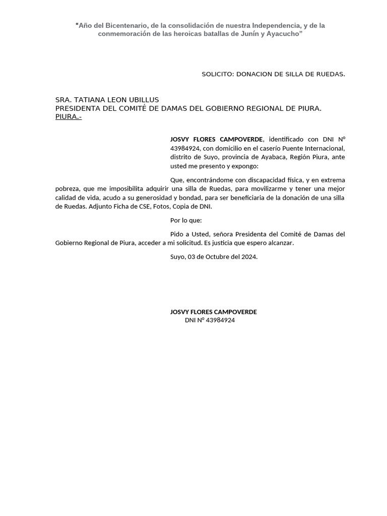 Solicitud - Sillas de Rueda | PDF