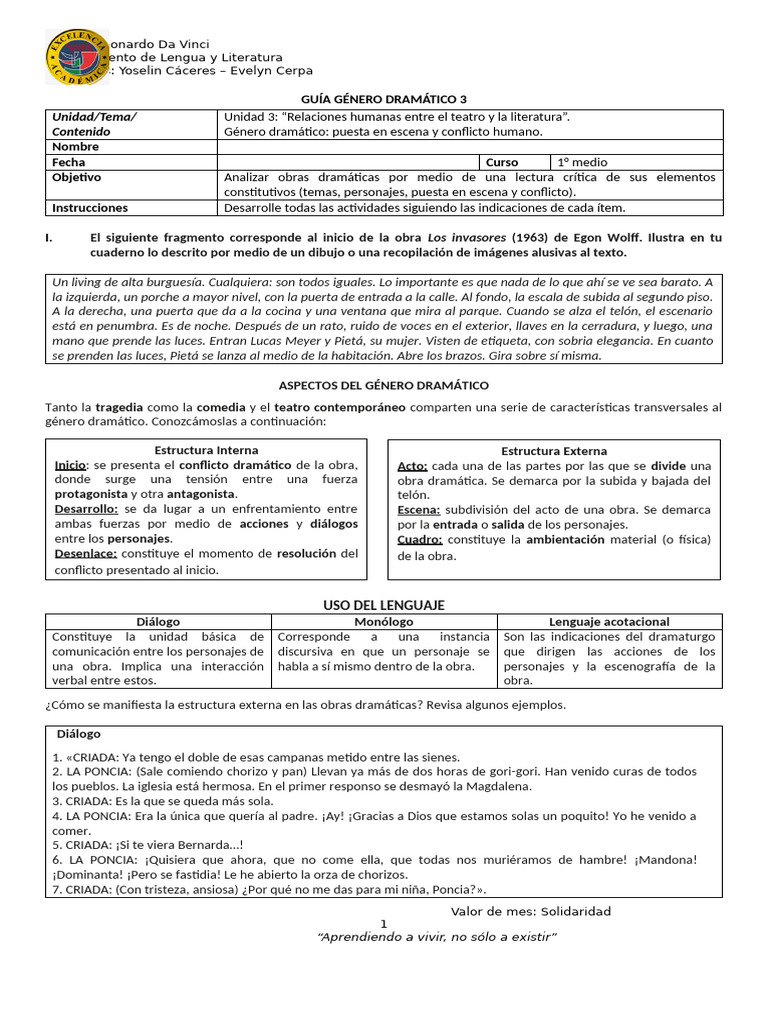 Guía del Género Dramático en Literatura | PDF