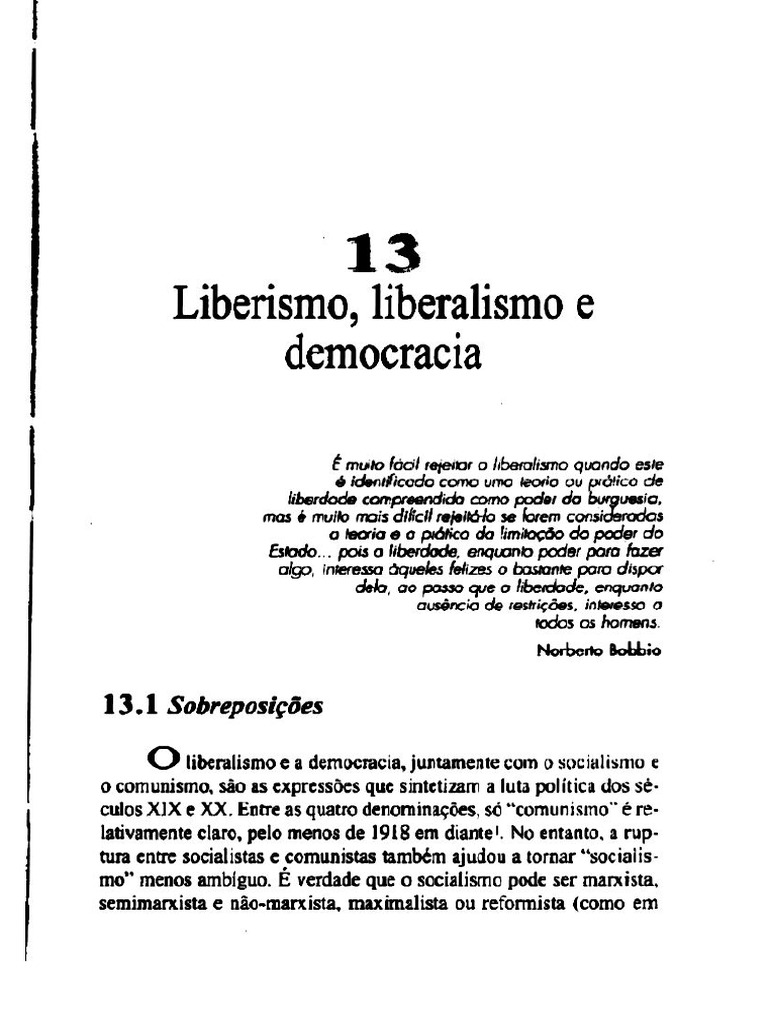 Liberismo, Liberalismo e Democracia - Sartori, Cap 13. | PDF