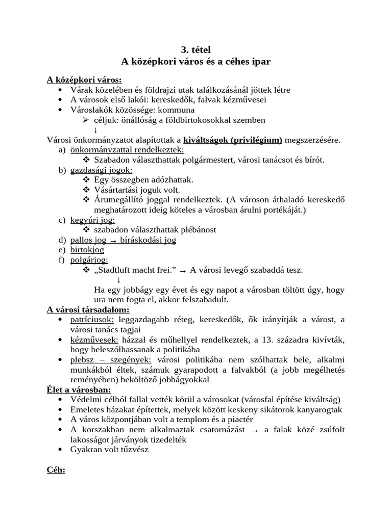 A Kã Zã©pkori Vã¡ros Ã©s A Cã©hes Ipar | PDF