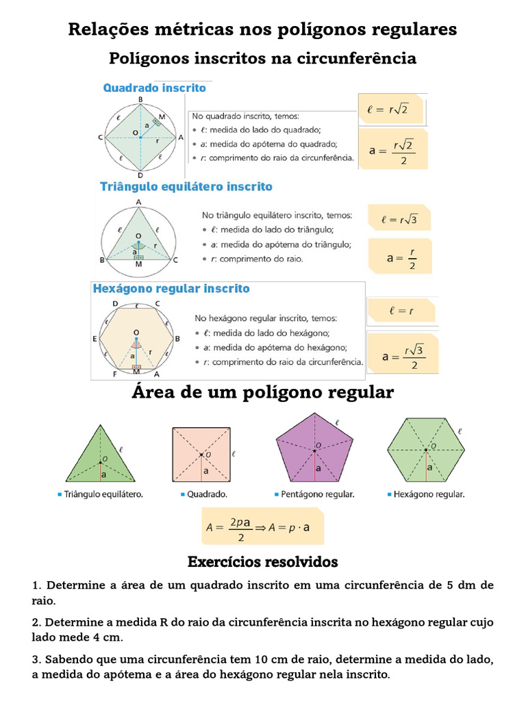 Polígonos Regulares e Circunferências | PDF