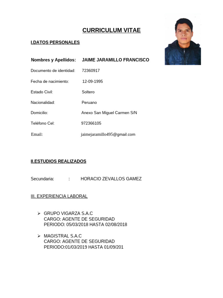 CV Jaime Jaramillo | PDF