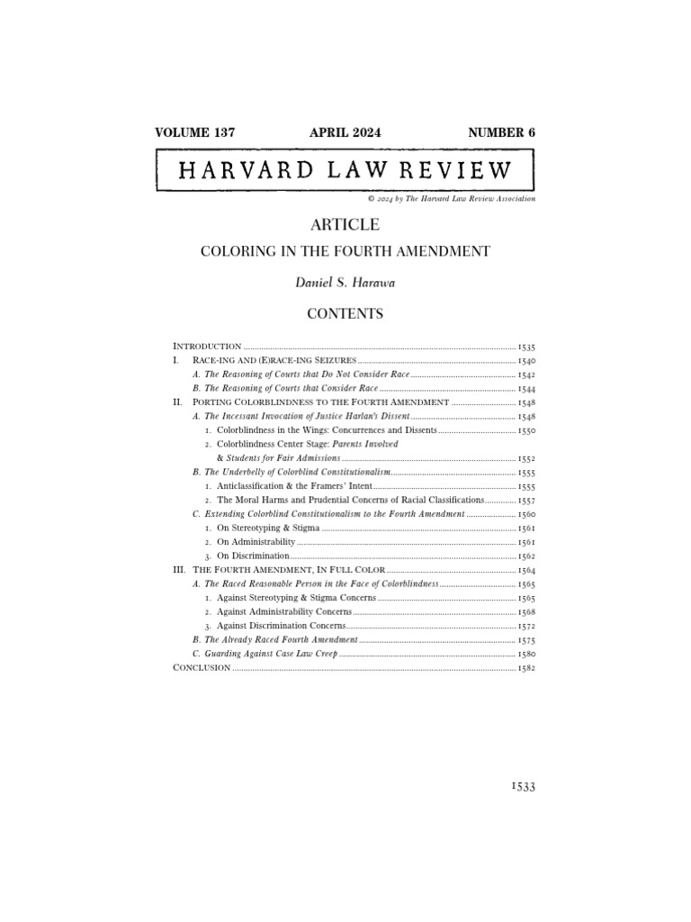 137 Harv. L. Rev. 1533 | PDF | Fourth Amendment To The United States ...