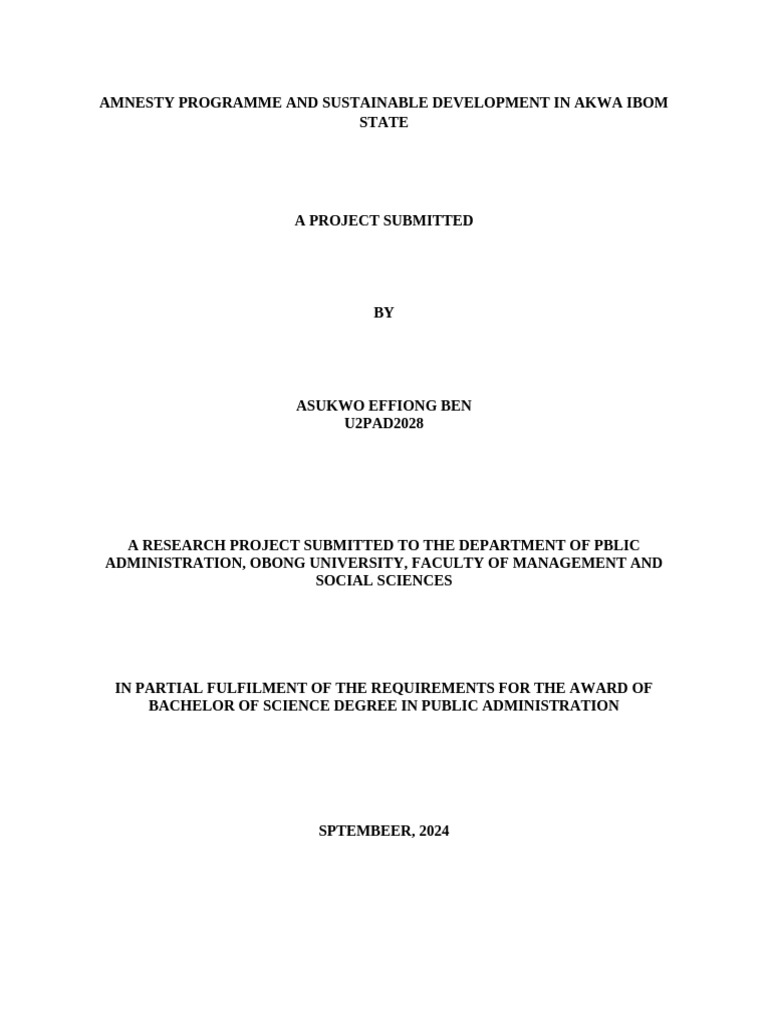 Asukwo Ben Preliminaries | PDF | Sampling (Statistics) | Scientific Method