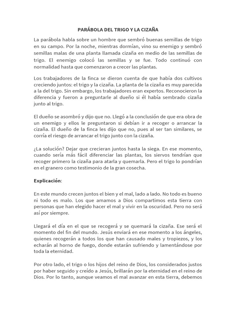 Parábola Del Trigo y La Cizaña | PDF