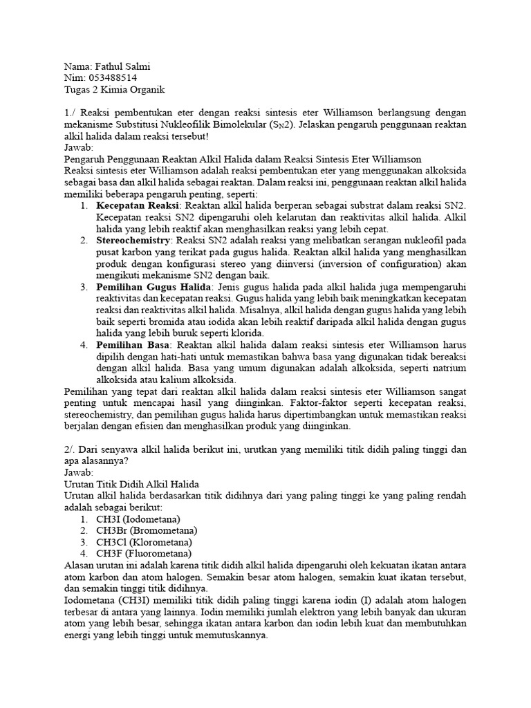 Fathul Salmi - 053488514 - Tugas 2 Kimia Organik | PDF