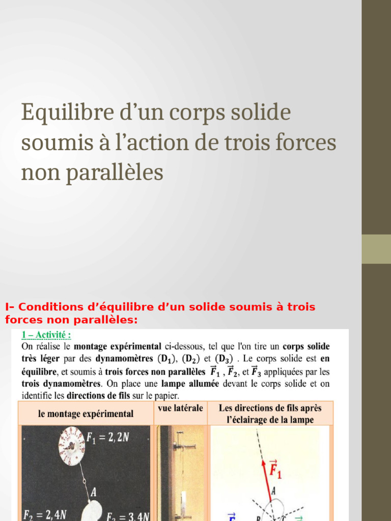 Equilibre D'un Corps Solide Soumis À Trois forces-cours-FR | PDF | Obliger | Friction