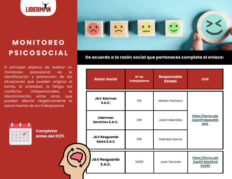 Monitoreo Psicosocial en J&V Alarmas | PDF