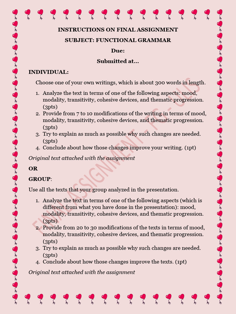 T15 - Final Assignment Instruction | PDF