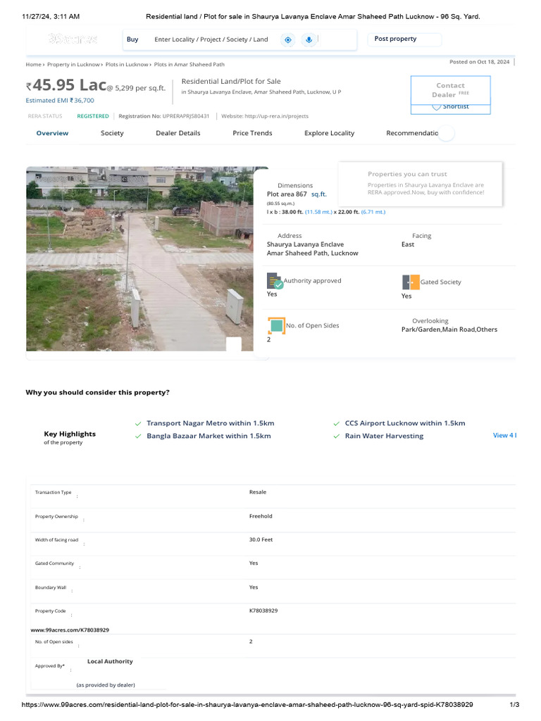 Residential Land - Plot For Sale in Shaurya Lavanya Enclave Amar ...