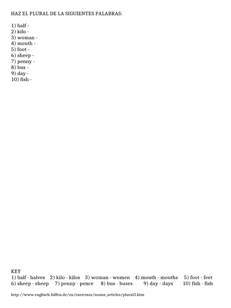 Exerc Plural 3 | PDF