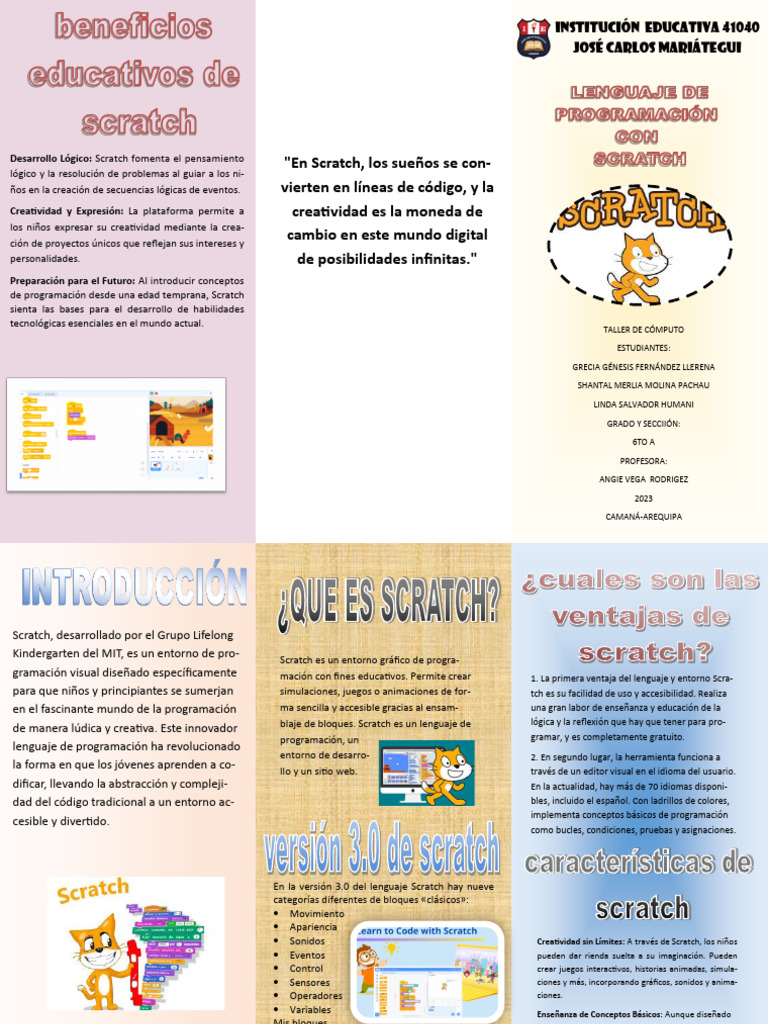 Tripticos 6to A | PDF | Scratch (lenguaje de programación) | Creatividad