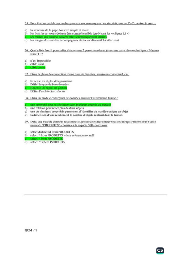 qcm1 2 | PDF