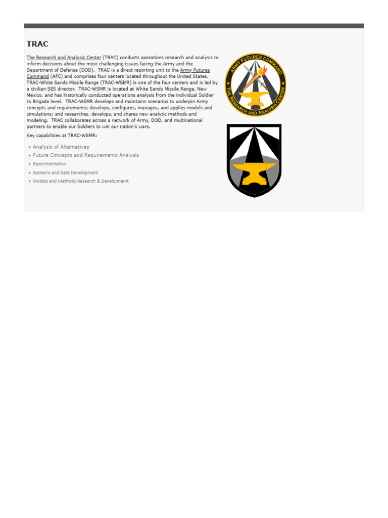 TRAC-WSMR: Army Operations Analysis | PDF