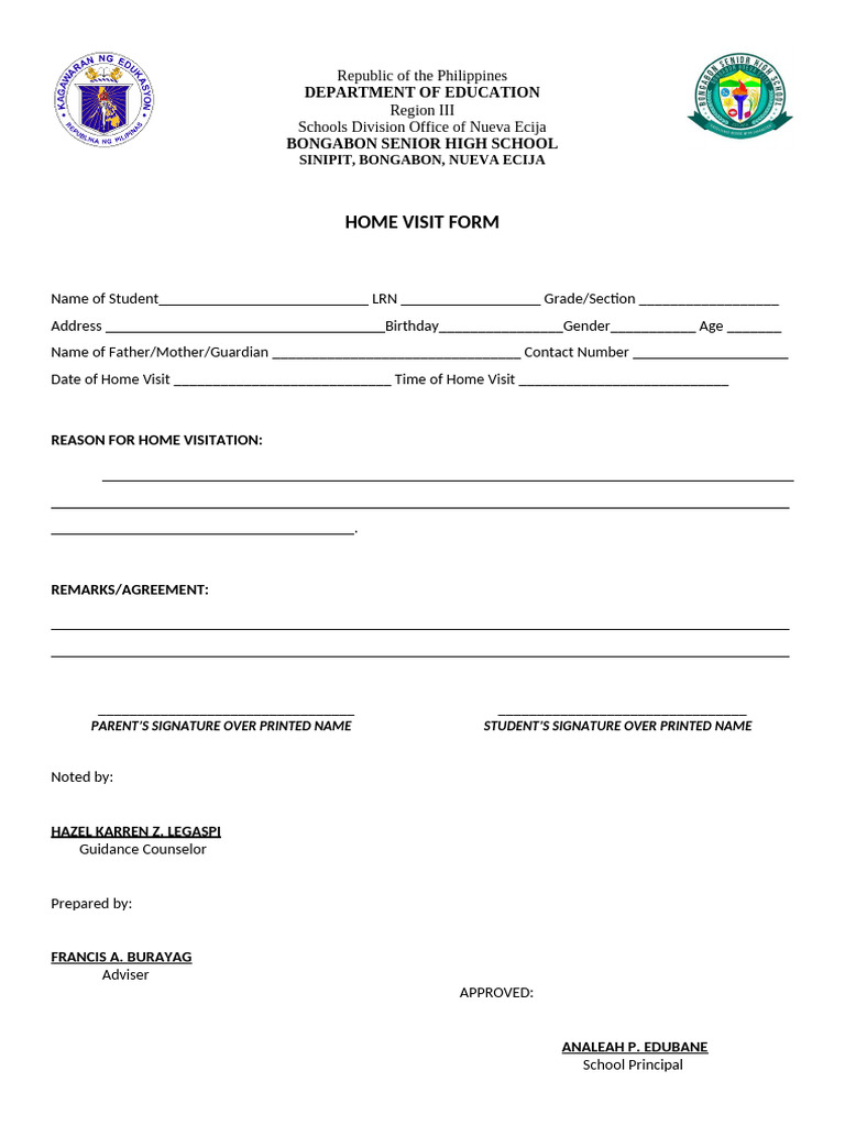 Home Visit Form | PDF