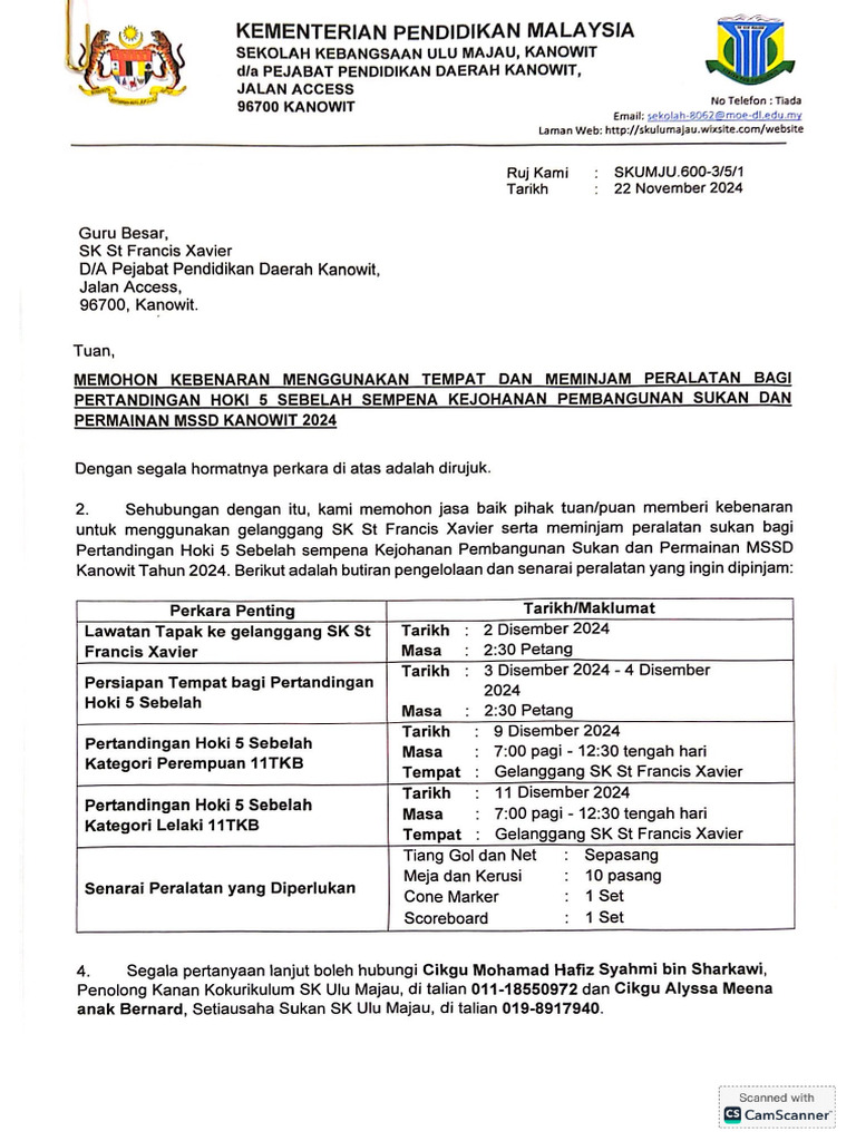 Surat Permohonan Menggunakan Tempat | PDF