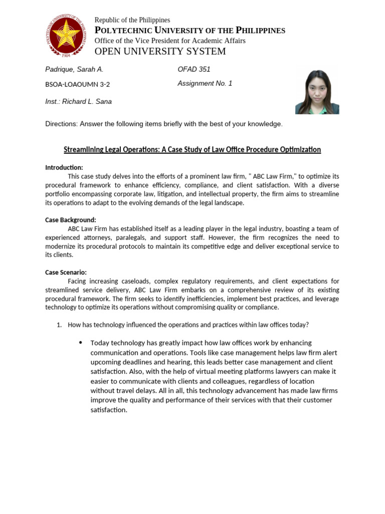 Ofad 351 Assignment No. 1 | PDF | Lawyer | Business