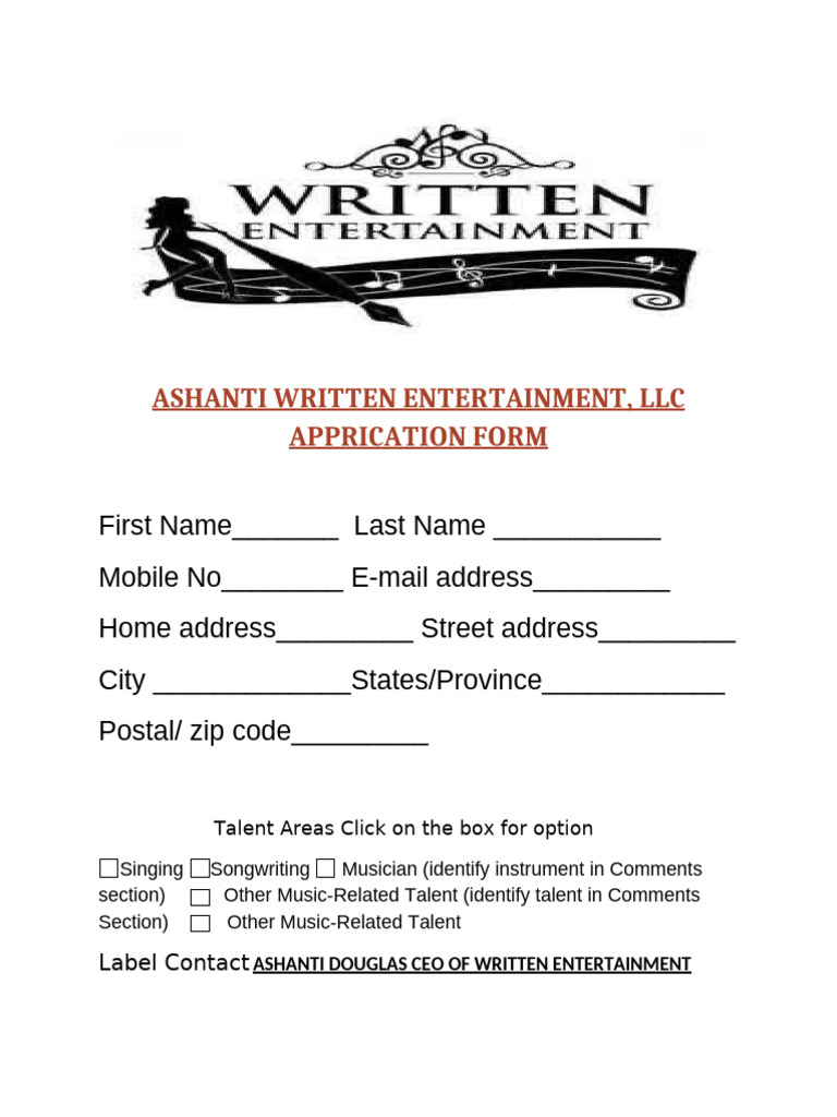 Ashanti Written Entertainment | PDF | Brand | Songwriter