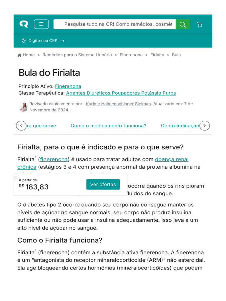 Bula do Firialta (Finerenona) 10mg/20mg | PDF | Diabetes | Sangue