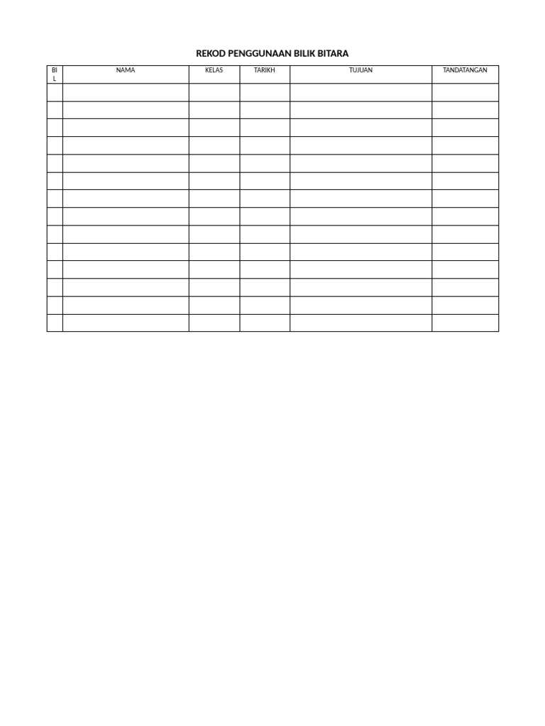 Rekod Penggunaan Bilik Bitara | PDF