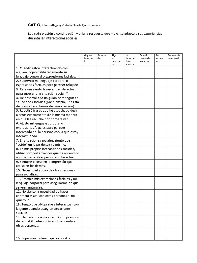 CAT-Q Inventario | PDF | Expresión facial | Sicología