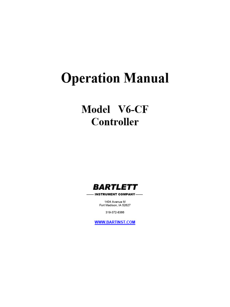 Bartlett V6-CF Manual | PDF | Thermocouple | Celsius