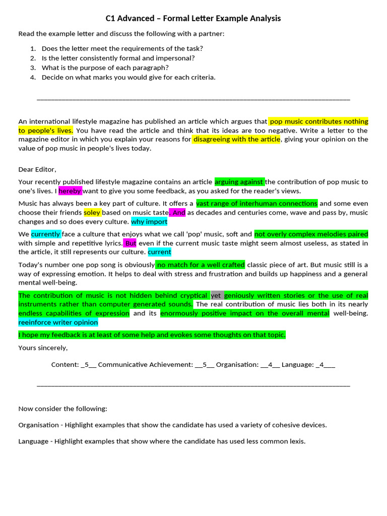 C1 Advanced Formal Letter Guide | PDF | Information | Reason