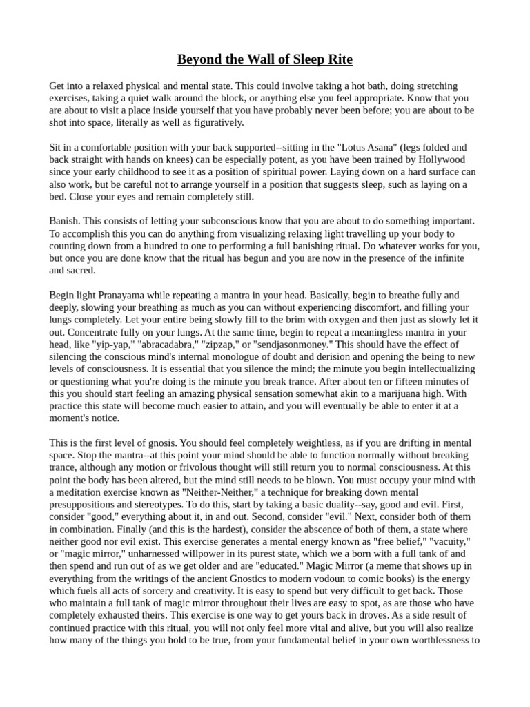 Beyond The Wall of Sleep Rite | PDF | Mind | Spirituality