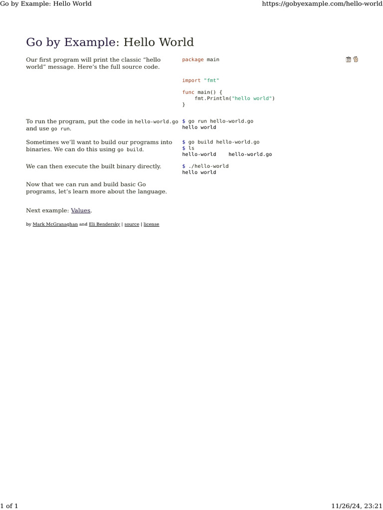 Go by Example - Hello World | PDF