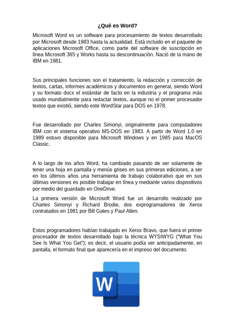 Qué Es Word | PDF | Microsoft Word | Software del sistema