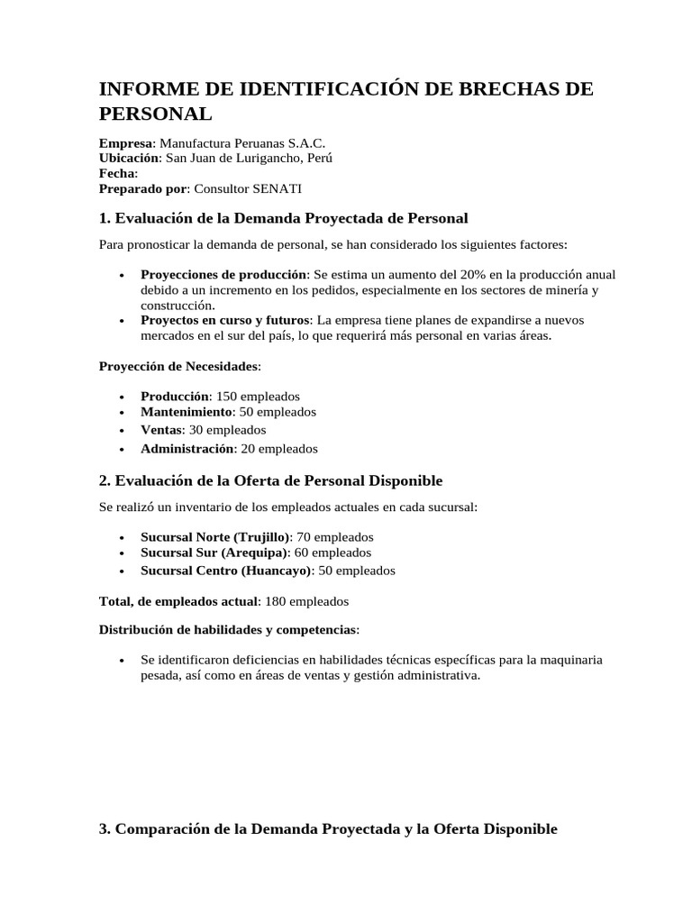 Brechas de Personal en Manufactura Perú | PDF | Gestión de recursos ...