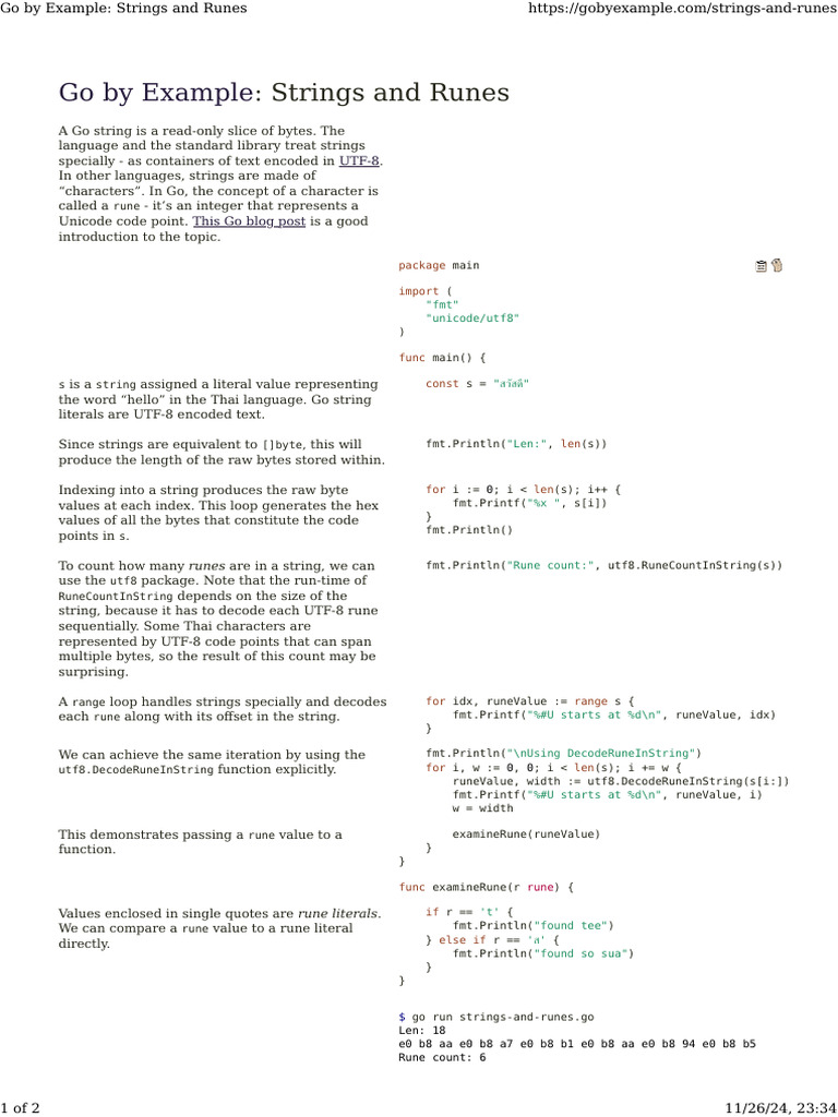 Go by Example - Strings and Runes | PDF | String (Computer Science) | Text
