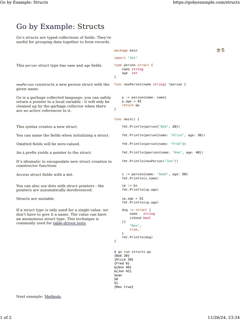 Go by Example - Structs | PDF | Pointer (Computer Programming ... Go by Example - Structs | PDF | Pointer (Computer Programming ...