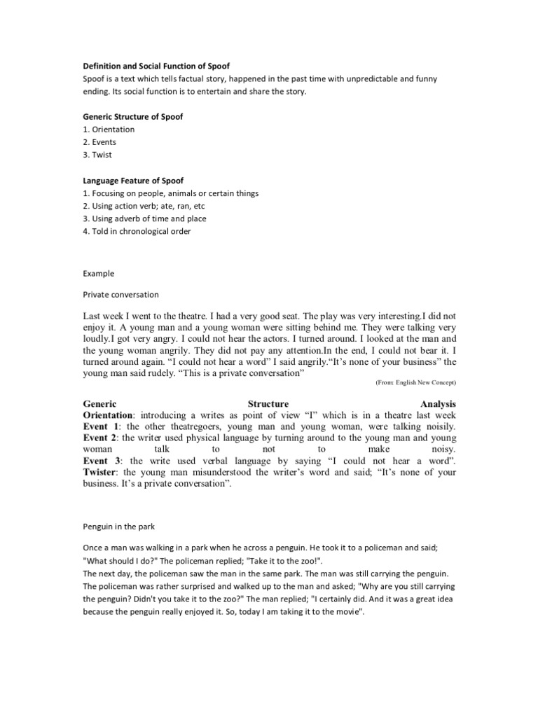 Definition and Social Function of Spoof | PDF