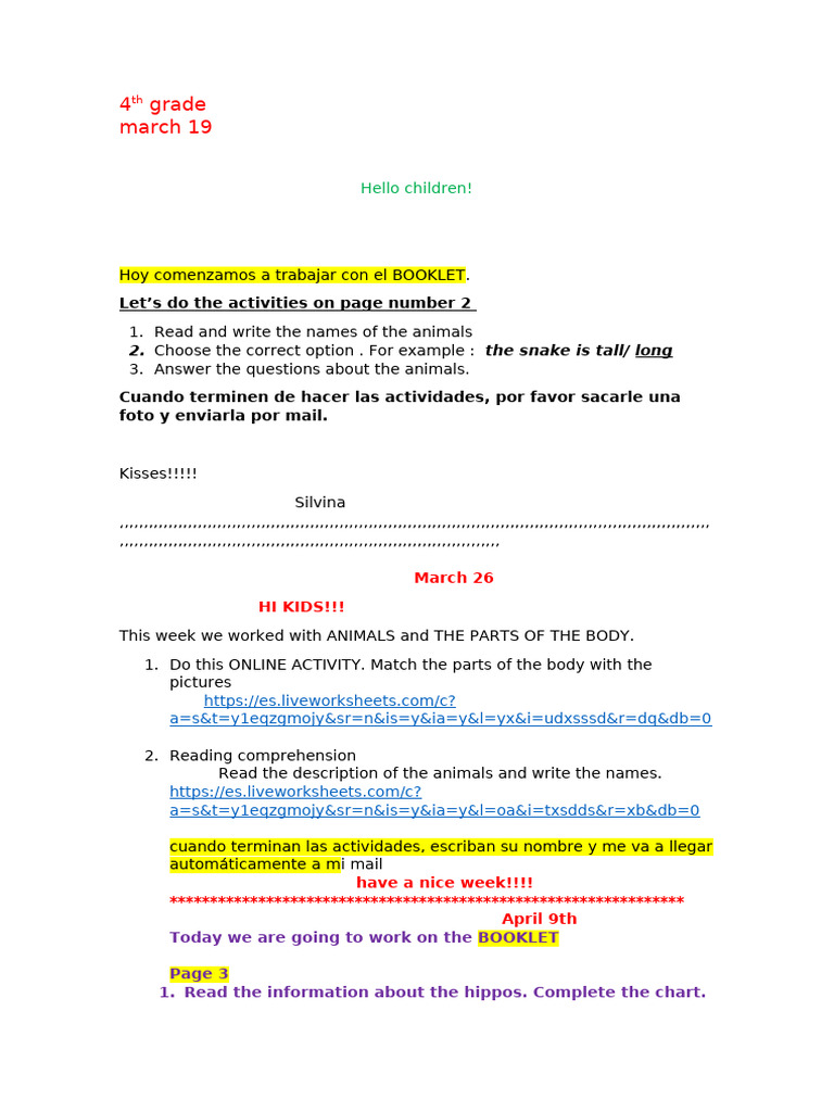 4th Grade Animal Activities Booklet | PDF