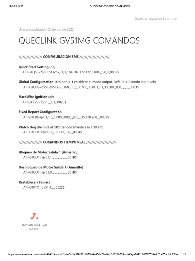 Queclink GV51MG Comandos | PDF