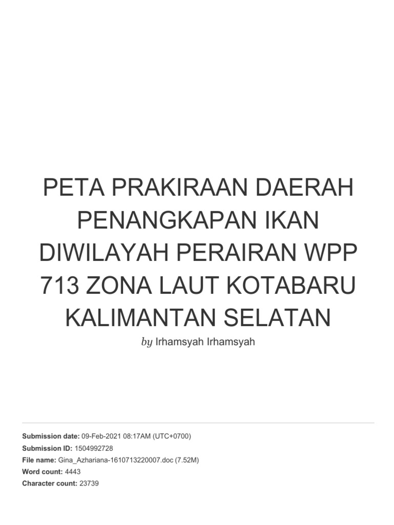 PETA PRAKIRAAN DAERAH PENANGKAPAN IKAN DIWILAYAH PERAIRAN WPP 713 ZONA LAUT KOTABARU KALIMANTAN ...