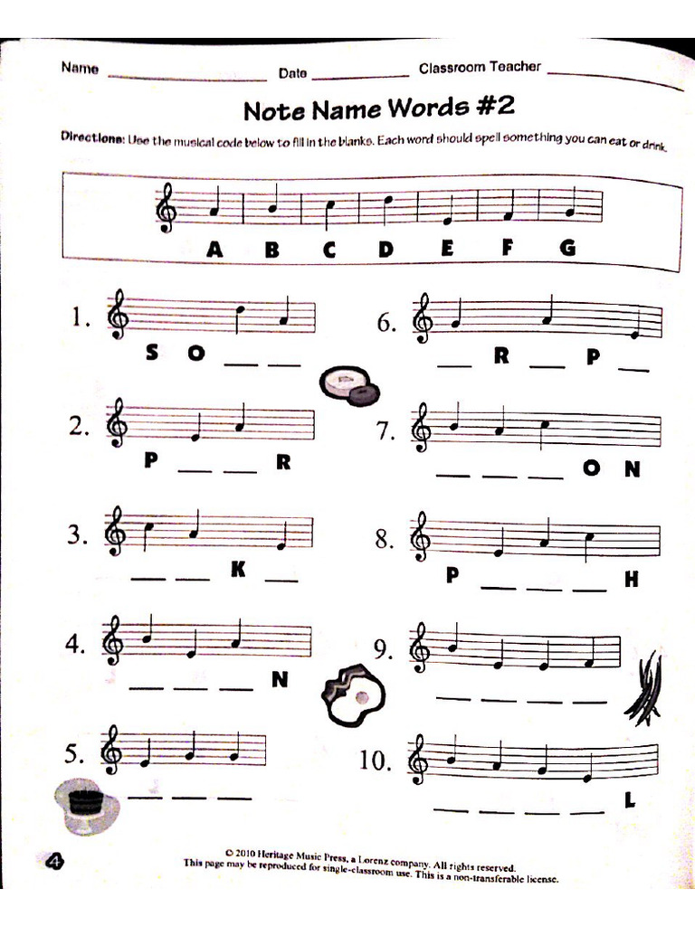 Azaryah Davis - Lisa Marie Goldberg - Note Name Words 2 Worksheet | PDF
