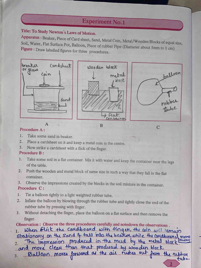 9th Science Practical Diwali Homework | PDF