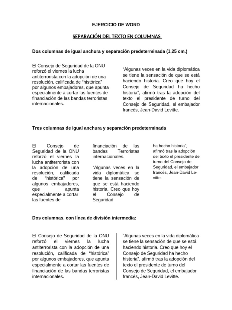 Ejercicio de Columnas | PDF