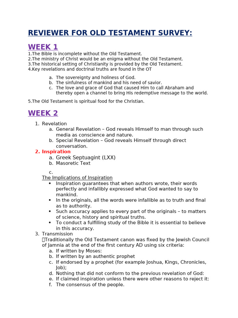 Old Testament Survey Overview | PDF | Book Of Genesis | Old Testament