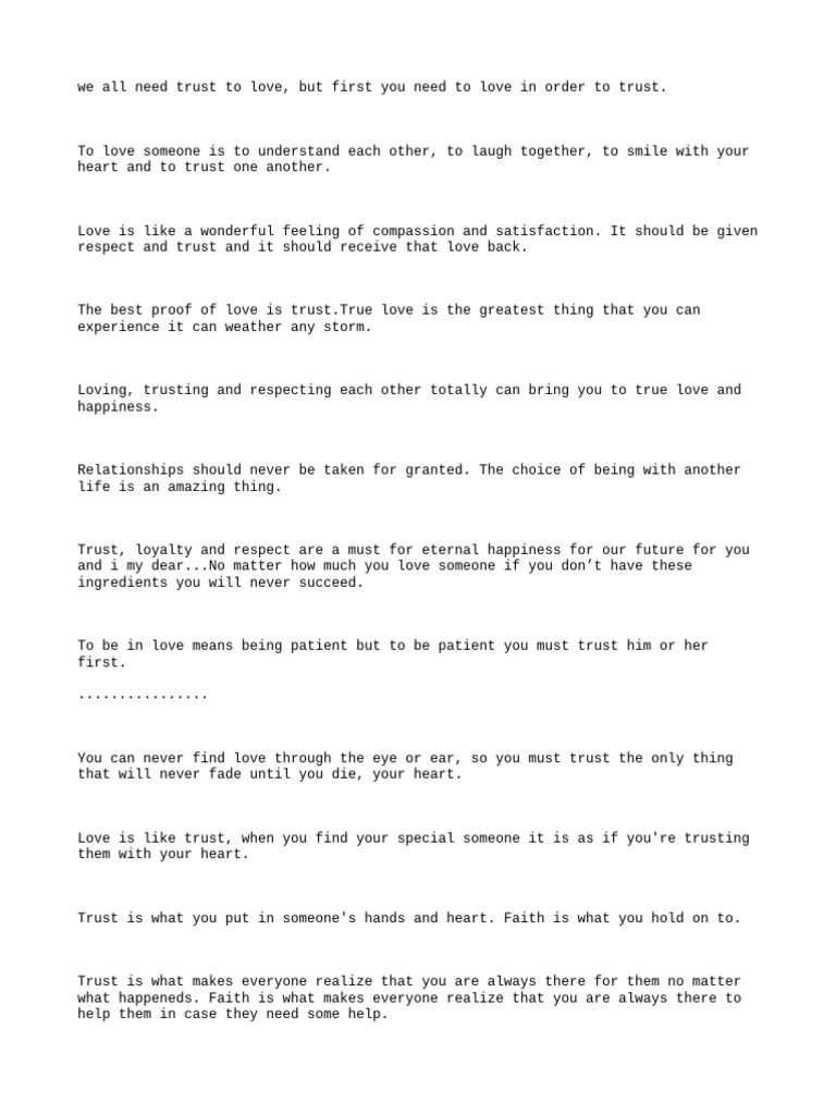 Section 3-TRUST-WORDS | PDF | Love | Happiness