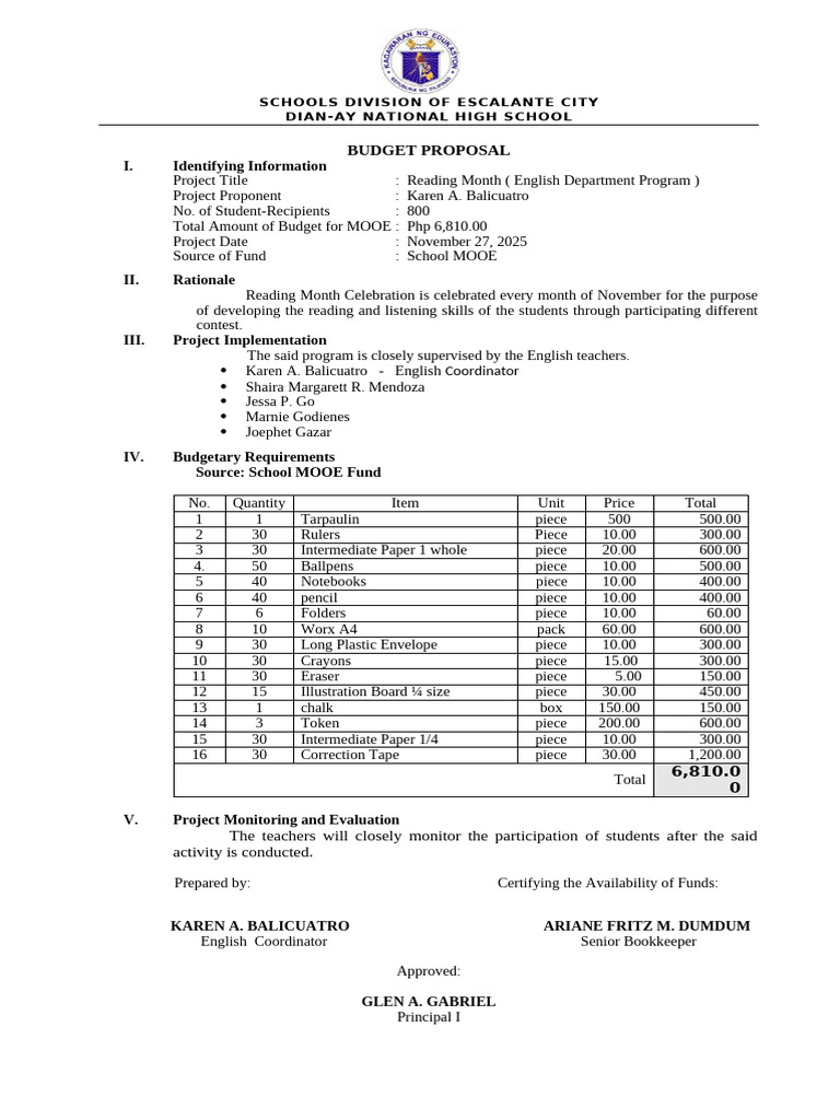 NRM Budget Proposal 2025-2026 | PDF | Stationery