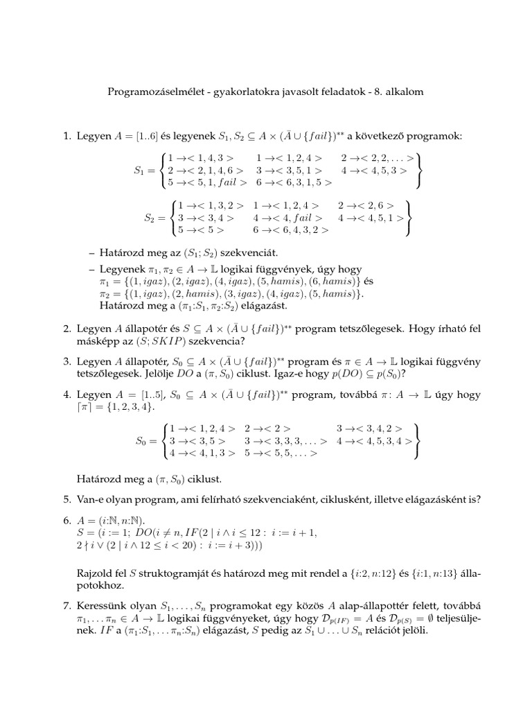 Orai Feladatok 8 | PDF