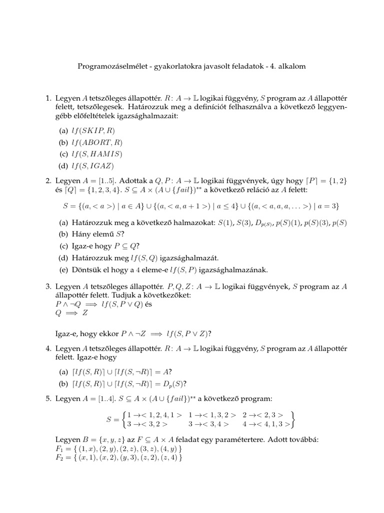 Orai Feladatok 4 | PDF