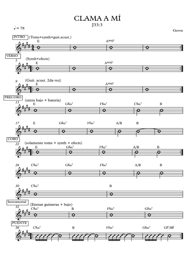CLAMA A MÍ Chart - Partitura Completa | PDF